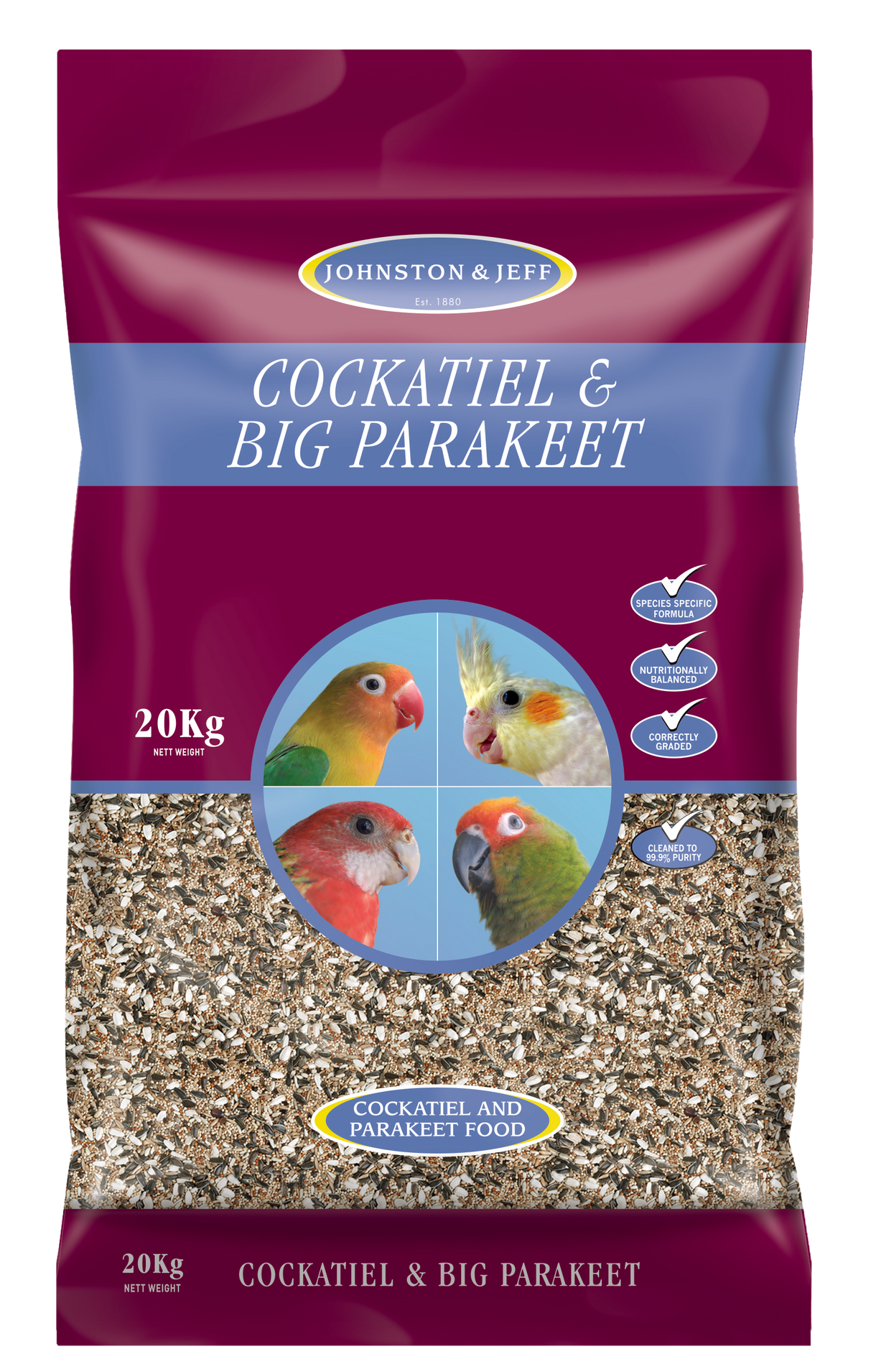 Johnston and Jeff Cockatiel and Big Parakeet Mix 20kg – Pets Pantry